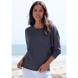 Vivance Damen Langarmshirt &raquo;in modischer Struktur-Optik&laquo; aus pflegeleichter Strickqualit&auml;t mit Viskose blau 32/34