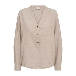 Freequent Damen Freequent Langarmbluse &raquo;FQLAVA-SHIRT&laquo; Leinenmix, mit V-Ausschnitt geschlitzt beige XL