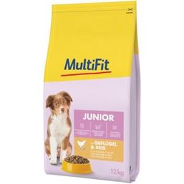 MultiFit Trockenfutter Hund Junior, mit Gefl&uuml;gel & Reis 12 kg