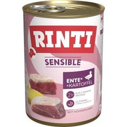 Rinti Sensible Nassfutter Hund, Adult, Dose Ente und H&uuml;hnerleber 12x400 g