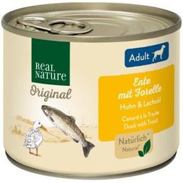 REAL NATURE Nassfutter Hund, Adult, Ente mit Forelle 24x200 g