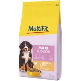 MultiFit Tockenfutter Hund Junior, Maxi, mit Gefl&uuml;gel & Reis 12 kg