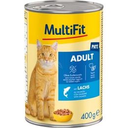 MultiFit Nassfutter Katze Adult, Pat&eacute;, Lachs 24x400 g