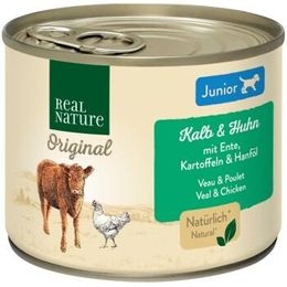 REAL NATURE Nassfutter Hund, Junior, Gefl&uuml;gel und Kalb 24x200 g