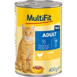MultiFit Nassfutter Katze Adult, Pat&eacute;, Huhn 24x400 g