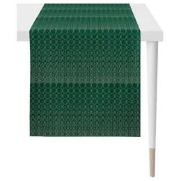 Tischläufer Apelt "1308 Loft Style, Jacquard", grün (smaragd, beige), B:48cm L:140cm, Polyester, Tischdecken, Fleckschutz