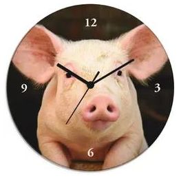 Wanduhr Artland "Vorwitziges Schwein", pink, T:1,8cm, Wanduhren, wahlweise mit Quarz- oder Funkuhrwerk, lautlos ohne Tickgeräusche