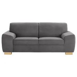 2-Sitzer DOMO collection "Incanto, kubisch und zeitlos, komfortabel, flache Armlehnen", grau, B:200cm H:81cm T:89cm, Sofas