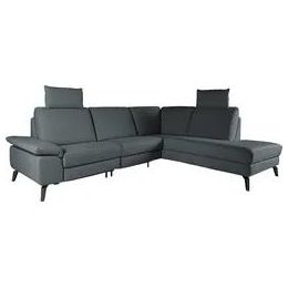 Ecksofa Alina, grau (blaugrau gba 29), B:243cm H:118cm T:210cm, Struktur GBA (100% Polyester), Sofas, inkl. Kopfstützen, wahlweise mit Relaxfunktion, Breite: 243 cm