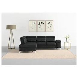 Sit & More Ecksofa SIT & MORE "Cabrio L-Form, B: 274 cm, mit Sitztiefen-, Arm- & Kopfteilverstellung", schwarz, B:274cm H:87cm T:230cm, Sofas, 3 Nierenkissen, Federkern, optional Bettfunktion und Stauraum