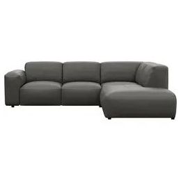 Ecksofa FLEXLUX "Lucera, super Sitzkomfort durch Kaltschaum im Sitz, L-Form", grau (warm mineral grau), B:256cm H:73cm T:231cm, 100% Echteder, Sofas, modern & anschmiegsam, Designsofa, modernes skandinavisches Design