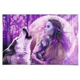 Poster Reinders "Vollmond Wölfe", lila (farbe bild(er): lila), B:91,5cm H:61cm, Papier, Bilder