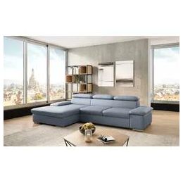 Sit & More Ecksofa SIT & MORE "Valantine L-Form, B: 286 cm", bunt (graublau), B:286cm H:73cm T:174cm, Sofas, mit Arm- & Kopfteilverstellung, optional mit Bettfunktion