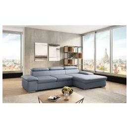 Sit & More Ecksofa SIT & MORE "Valantine L-Form, B: 286 cm", bunt (graublau), B:286cm H:73cm T:174cm, Sofas, mit Arm- & Kopfteilverstellung, optional mit Bettfunktion