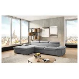 Sit & More Ecksofa SIT & MORE "Valantine L-Form, B: 286 cm", grau, B:286cm H:73cm T:174cm, 100% Polyester, Sofas, mit Arm- & Kopfteilverstellung, optional mit Bettfunktion