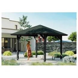 Skan Holz Pavillon SKANHOLZ "Cannes 1", grau, B/H/T: 374cm x 314cm x 374cm, Pavillons, 4-Eck, BxT: 374x374 cm