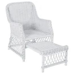 Rattanstuhl Home Affaire, weiß, B:67cm H:91cm T:75cm, Der Rattansessel von Home Affaire präsentiert sich im skandinavischen Design, das den Wohnraum optisch aufwertet. Als besonders ansprechend erweist sich das schöne Rattan. Das formschöne Design rundet das attraktive Gesamtbild gekonnt ab. Ein weiterer Pluspunkt ist der ausziehbare Fußteil, auf dem sich angenehm die Beine hochlegen lassen. Bei N