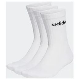 Funktionssocken Adidas PERFORMANCE "LINEAR CREW CUSHIONED SOCKEN, 3 PAAR", Herren, Gr. M (40/42), schwarz-weiß (weiß, schwarz), Obermaterial: 73% Baumwolle, 24% Polyester, 2% Elasthan, 1% sonstige Fasern, Socken