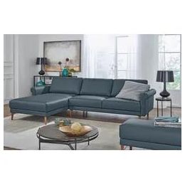 Ecksofa "CR.450, Designecksofa, Polsterecke, L-Form, 282/178 cm (B/T)", blau (blaugrau 534, 73), B:282cm H:85cm T:178cm, NaturLEDER OSKAR (echtes Rindsleder), CREATION BY ROLF BENZ, Sofas, abgerundete Armlehne Schnecke, modern Landhaus, Leder oder Chenille