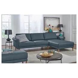 Ecksofa "CR.450, Designecksofa, Polsterecke, L-Form, 282/178 cm (B/T)", blau (blaugrau 534, 73), B:282cm H:85cm T:178cm, NaturLEDER OSKAR (echtes Rindsleder), CREATION BY ROLF BENZ, Sofas, abgerundete Armlehne Schnecke, modern Landhaus, Leder oder Chenille