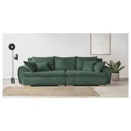 Big-Sofa Home Affaire "Katja, B: 275 cm", grün (dunkelgrün), B:275cm T:108cm, 100% Polyester, Sofas, Mega-Sofa mit 4 Zierkissen