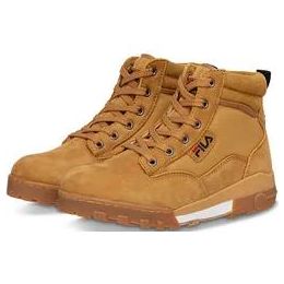 Schnürboots Fila "GRUNGE II mid wmn", Damen, Gr. 38, gelb (wheat), Leder, Textil, Schuhe, Winterstiefel, Schnürstiefel, Winterschuhe