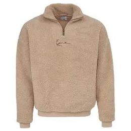 Sweater Karl Kani "Karl Kani Herren KM213-063-1 Small Signature Teddy Troyer", Herren, Gr. XXL, lightsand, 100% Polyester, Langarm, Sweatshirts