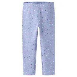 Leggings name it "NMFOEANA SWEAT LEGGING BRU PB", Mädchen, Gr. 104, N-Gr, lila (lila impression), Web, Obermaterial: 95% Baumwolle, 5% Elasthan, bedruckt, casual, regular fit knöchellang, Hosen