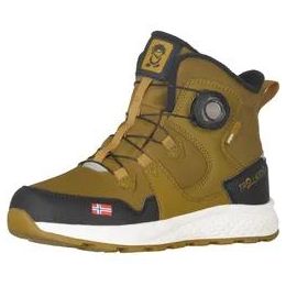 Winterstiefel Trollkids "KIDS BERGEN WINTER MID CUT", Gr. 35, schwarz (bronze, schwarz), Synthetik, Textil, Schuhe, wasserdicht, fitgo Schnellschnürsystem, reflektierende Details