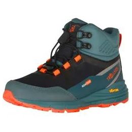 Outdoorschuh Trollkids "KIDS SKARVAN HIKER MID XT", Gr. 40, stormy blau, flame orange, schwarz, Mesh, Synthetik, Schuhe, wasserdicht, Vibram Sohle, Schnellverschluss, reflektierende Details