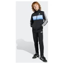 Trainingsanzug Adidas SPORTSWEAR "J 3S TIBERIO TS", Kinder, Gr. 140, schwarz, glow blau, blau fusion, weiß, Obermaterial: 100% Polyester, Sportlich, Sportanzüge