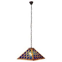 Näve NÄVE Pendelleuchte "Pyra", blau, 1, Ø 40cm H: 101cm, Leuchten, Tiffany-Stil pyramidenförmig Glas blau/gold 1xE27 Pendel 80cm