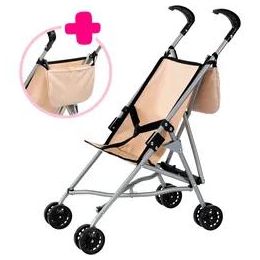 Puppenbuggy BAYER, schleife beige, Puppenwagen, KinderB:27cm H:56cm T:47cm, Metall, Kunststoff, Polyester, mit Tasche, B:27cm H:56cm T:47cm