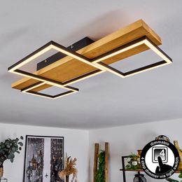 hofstein Pompu Deckenleuchte LED Holz hell, Schwarz, 1-flammig