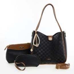 3-teiliges schwarzes Schultertaschen-Set