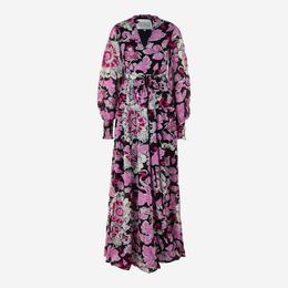Fabienne Chapot Schwarzes Midikleid mit Blumenmuster