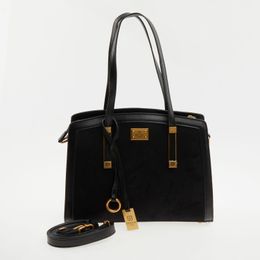 Schwarze Schultertasche aus Wildlederimitat