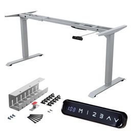 ALBATROS Schreibtisch-Gestell Lift S5S + Kabelkanal, Silber, 2X Motoren, elektrisch h&ouml;henverstellbar mit Memory-Funktion, Kollisionsschutz und Soft-Start/Stop
