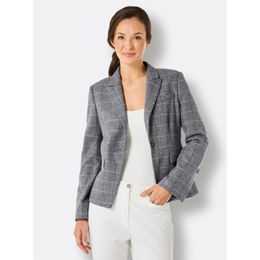 CREATION L PREMIUM Wit Damen Blazer mit Glitzer-Karo, graphit-kariert, Gr&ouml;&szlig;e 38