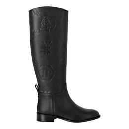 Philipp Plein Stiefel - Stiefel Lo-Heels Mid Monogram - Gr. 39 (EU) - in Schwarz - f&uuml;r Damen