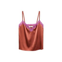 Mango Schlafshirt Damen Gr&ouml;&szlig;e L kastanienbraun / lila
