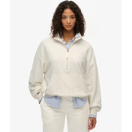 Superdry Damen Baumwolle Gesticktes Logo Studios Sweatshirt Mit Rei&szlig;verschluss, Creme - Gr&ouml;&szlig;e: 38 210262350075371D017