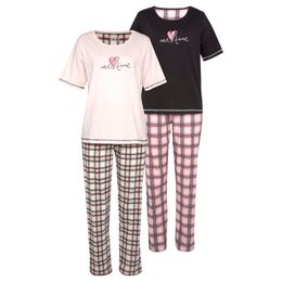 Vivance Pyjama 'Dreams' Damen Gr&ouml;&szlig;e M pfirsich / pink / schwarz Winterkleid