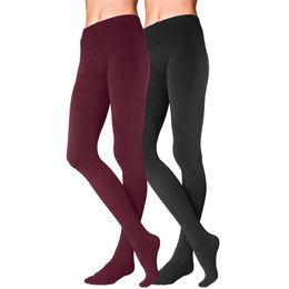 Lavana Strumpfhose Damen Größe M weinrot / schwarz