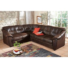 Ecksofa Home Affaire "Savona L-Form, B: 262 cm", braun (schoko), B:262cm H:90cm T:212cm, Kunstleder in Antiklederoptik, Sofas, Ecksofa, mit Federkern