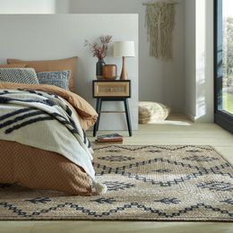 Teppich FLAIR RUGS "Rowen aus handgewebter Jute", beige, B:120cm H:5mm L:170cm, Jute, Teppiche, Teppich, mit Print-Muster