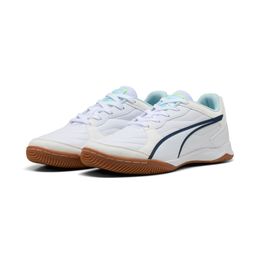 Fußballschuh Puma "PRESSING IV", Gr. 43, weiß (Puma weiß, aqua, fizzy light, sea glass), Synthetik, Schuhe