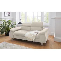 2-Sitzer COTTA "Komaris, B: 177 cm", grau, B:177cm, Microfaser PRIMABELLE (100% Polyester);Kunstleder SOFTLUX;Feinstruktur (100% Polyester);Kunstleder SOFTLUX/Struktur (100% Polyester);NaturLEDER, Sofas, mit Kopfteilverstellung