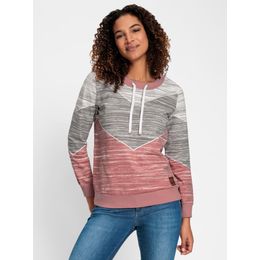 Sweatshirt Casual Looks, Damen, Gr. 38, rosa (rosenholz, ecru), 100% Baumwolle, gemustert, mehrfarbig, Rundhals, Sweatshirts