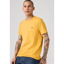 Levi's T-Shirt LEVI'S "ORIGINAL HM TEE", Herren, Gr. S, mineral gelb, Jersey, Obermaterial: 100% Baumwolle, normal hüftbedeckend, Rundhals, Rippbündchen, Shirts T-Shirt, mit Logo Print